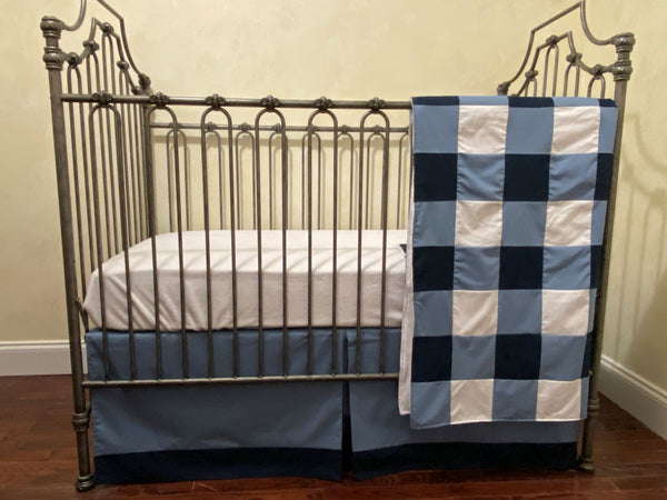 Denim Blue and Navy Baby Boy Crib Bedding, Crib Rail Cover, Crib Skirt ...