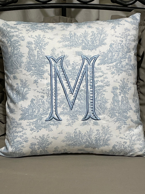 Blue Toile with Pale Blue Crib Bedding - Scalloped Crib Rail Cover, Pa ...