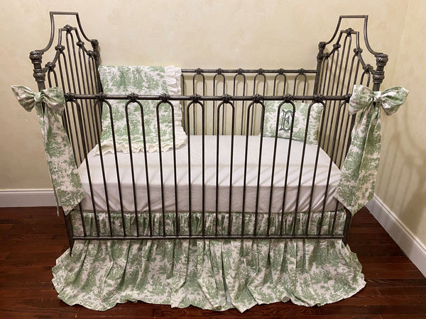 Green Toile Crib Bedding, Boy Baby Bedding, Girl Baby Bedding - Just ...