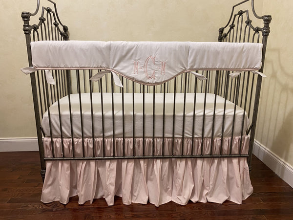 Light Pale Pink and White Girl Baby Bedding, Girl Crib Bedding, Single ...