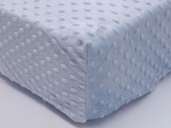Crib Sheet -Light Blue Minky Dot - Just Baby Designs