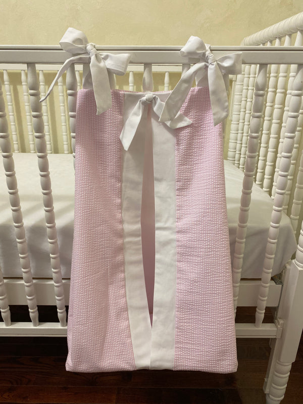 Diaper Stacker - Pink Seersucker - Just Baby Designs