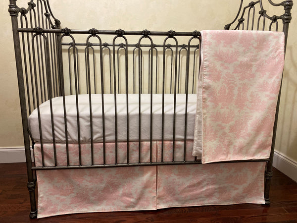 Pink Toile Crib Bedding, Girl Baby Bedding, Crib Rail Cover, Tailored ...
